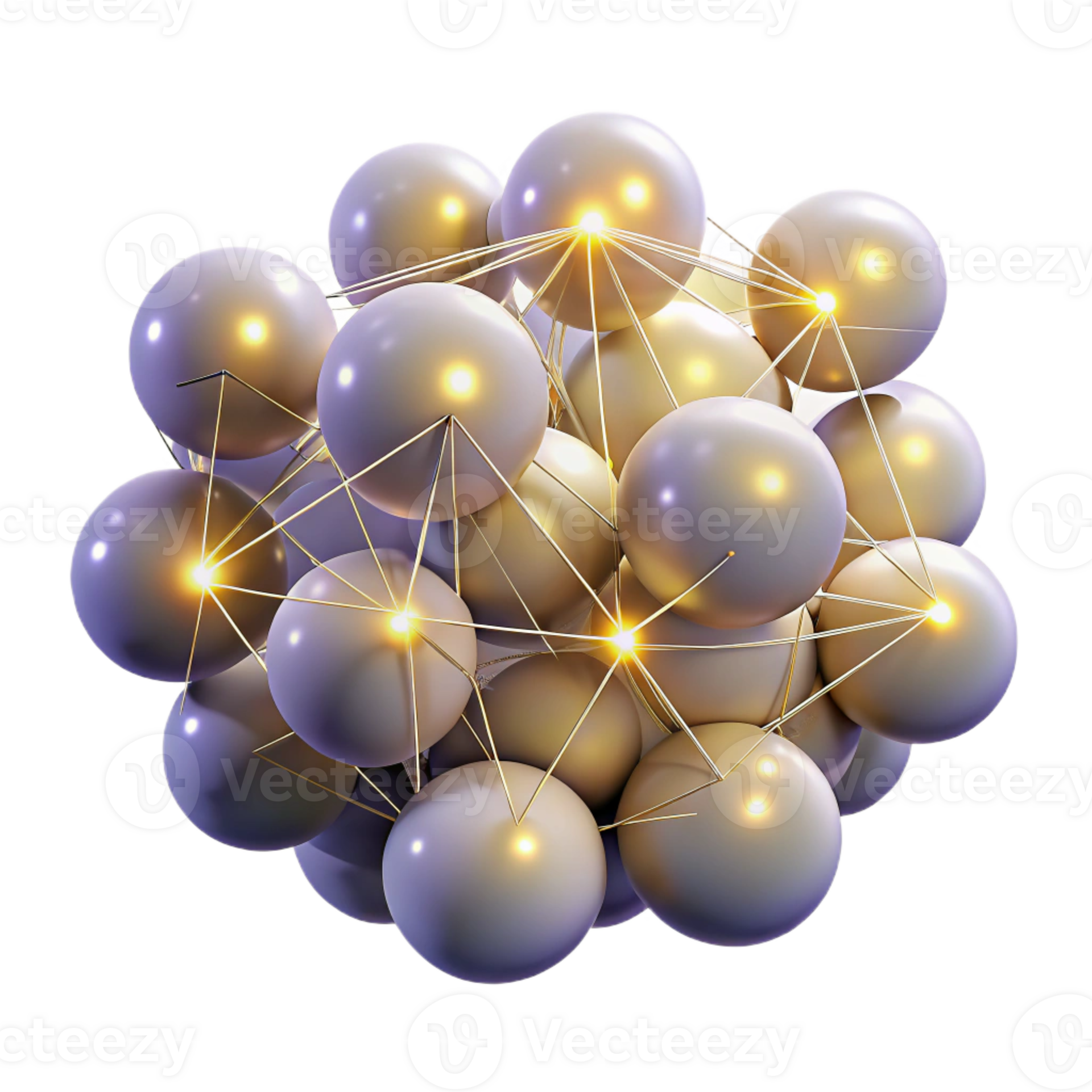 vibrant modern A cluster of luminous orbs, connected by thin, glowing filaments, with a soft ...