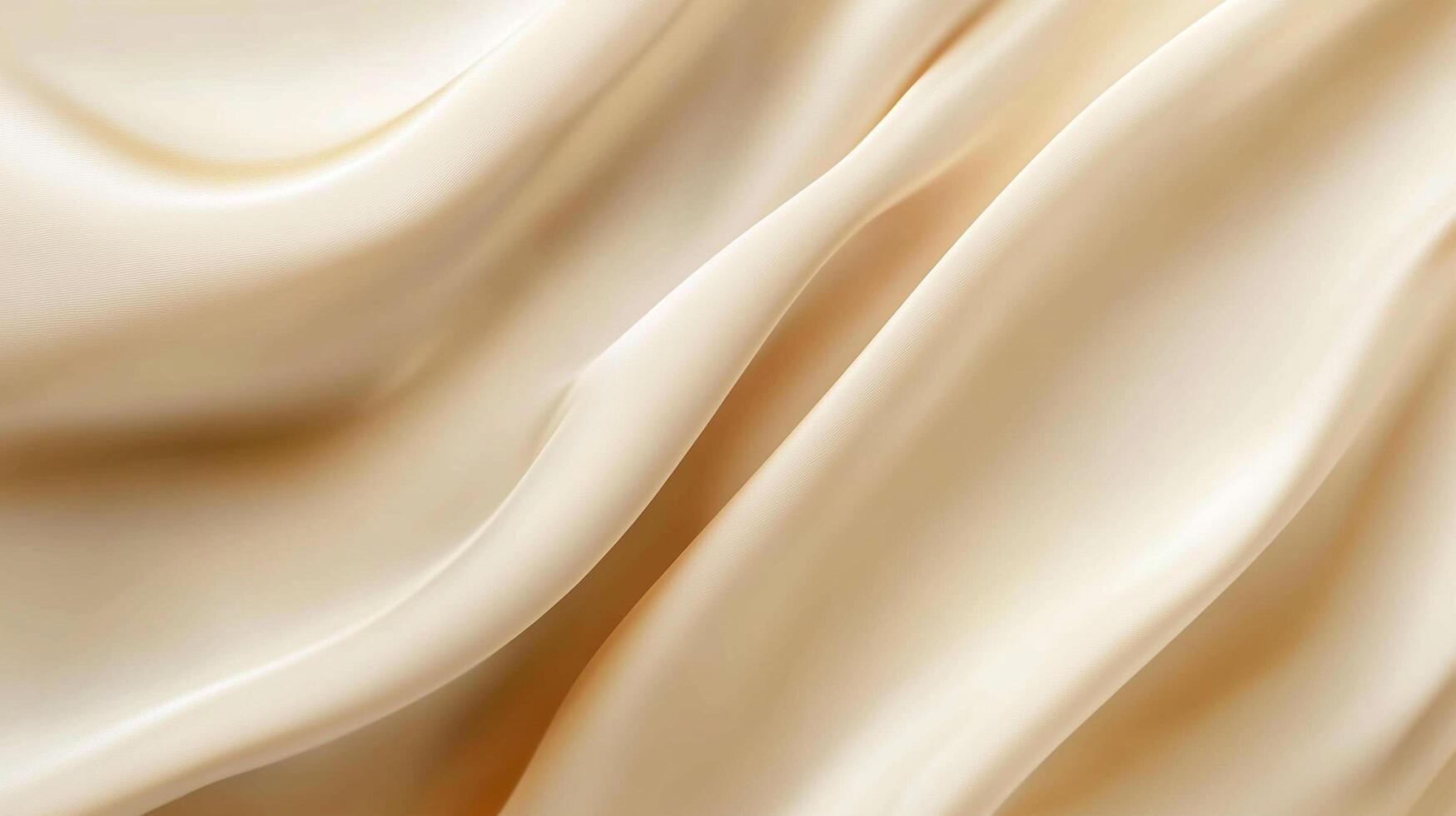 Abstract cream-colored silk fabric with smooth, flowing waves and subtle light and shadow ...