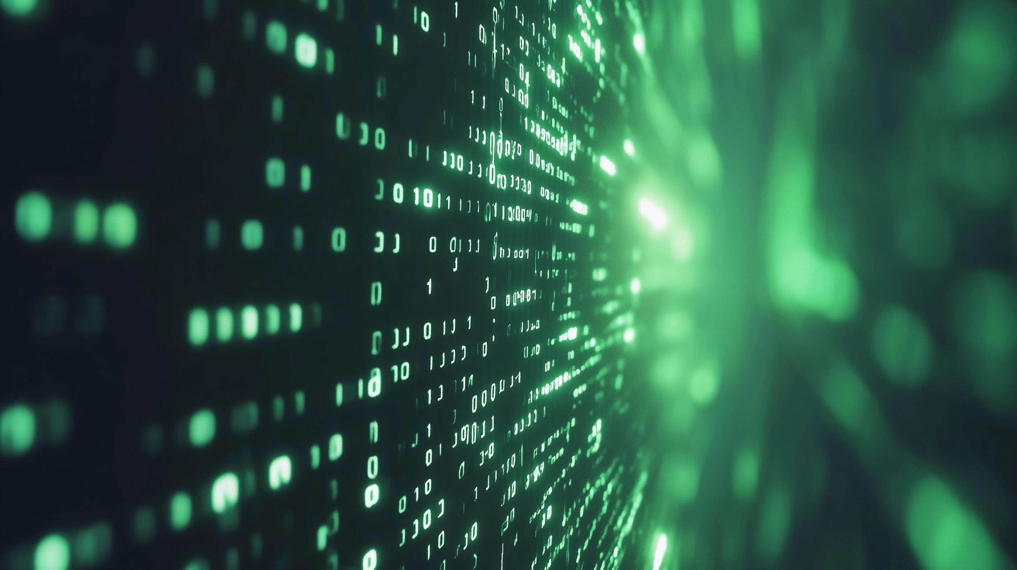 Abstract View Of Binary Code Stream Representing Technology Data Processing And Cybersecurity