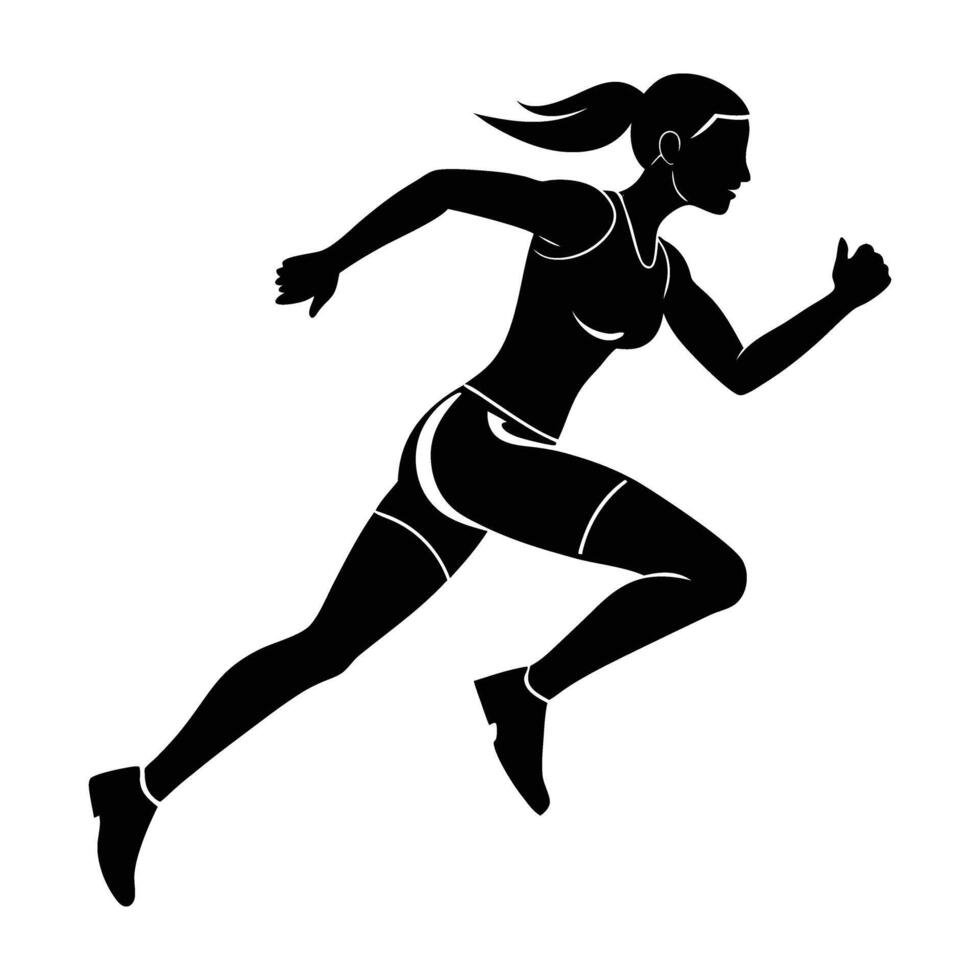 Athletic Woman Running Silhouette 57318625 Vector Art at Vecteezy