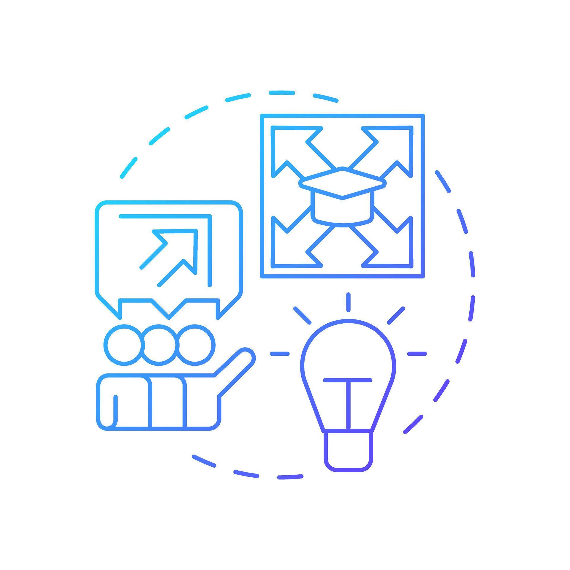 Corners blue gradient concept icon. Learning methodology, critical ...