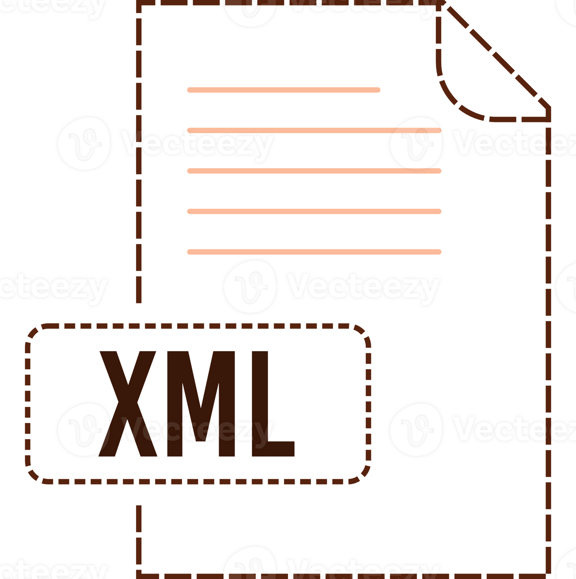 Xml File Format Icon Dashed Outline Illustration 57326070 Png