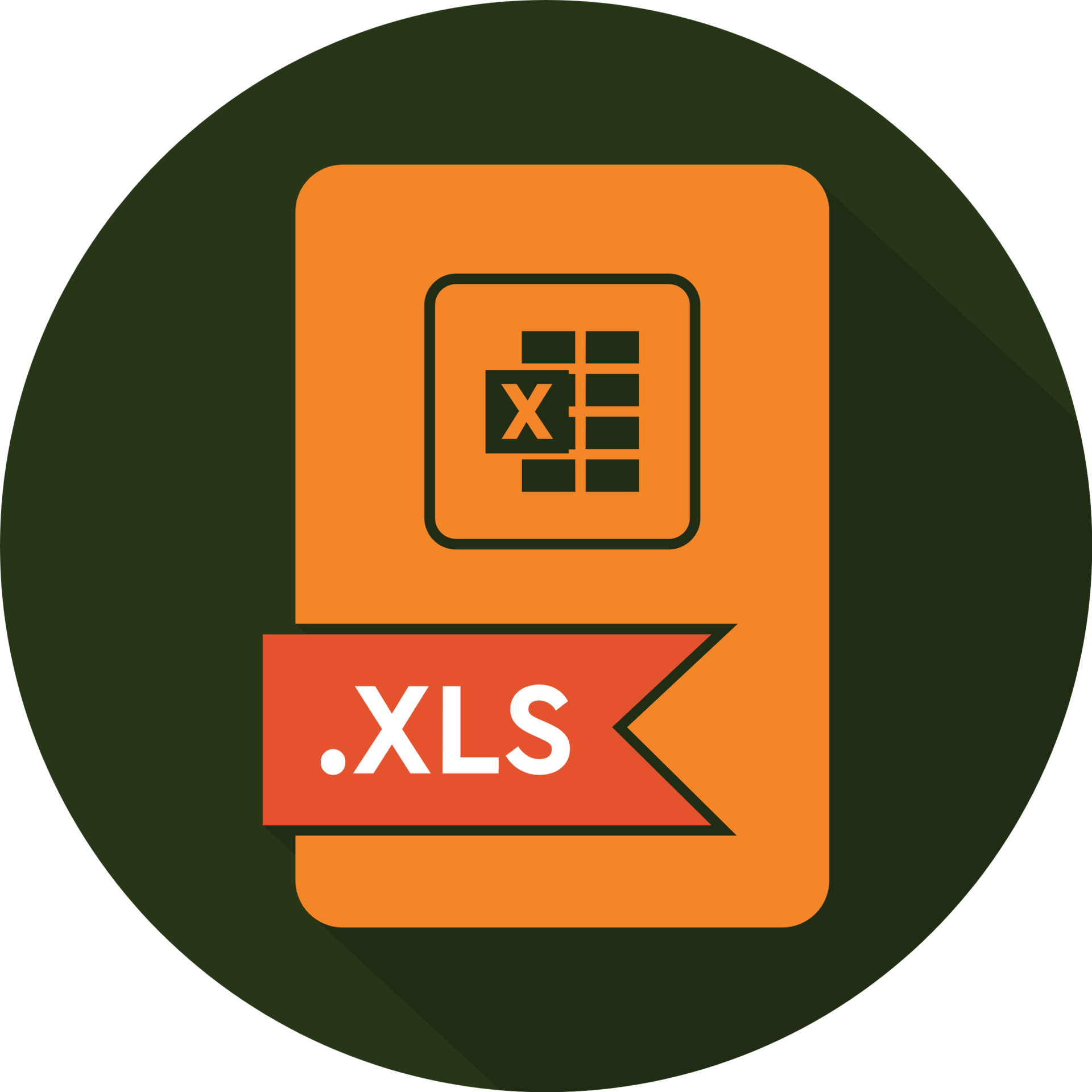 Xls File Format Icon Orange Fill Circular Shape 57326233 Png