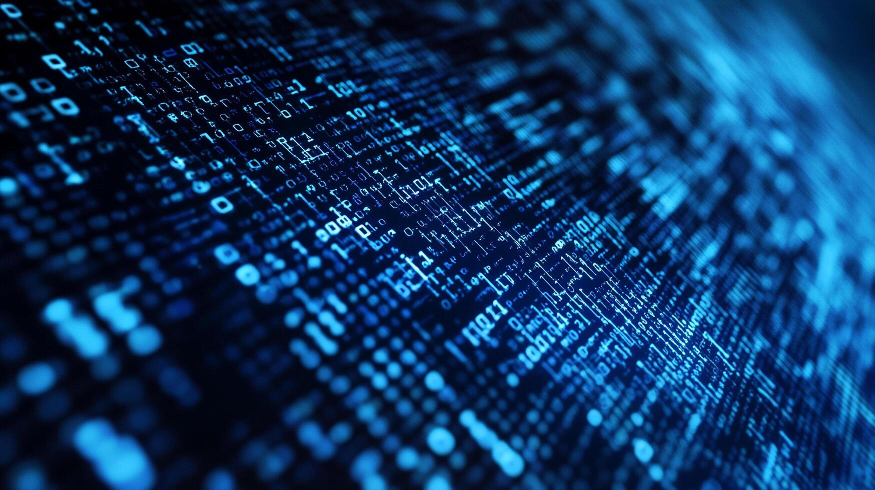 Abstract depiction of digital data with binary code and interconnected lines, symbolizing ...