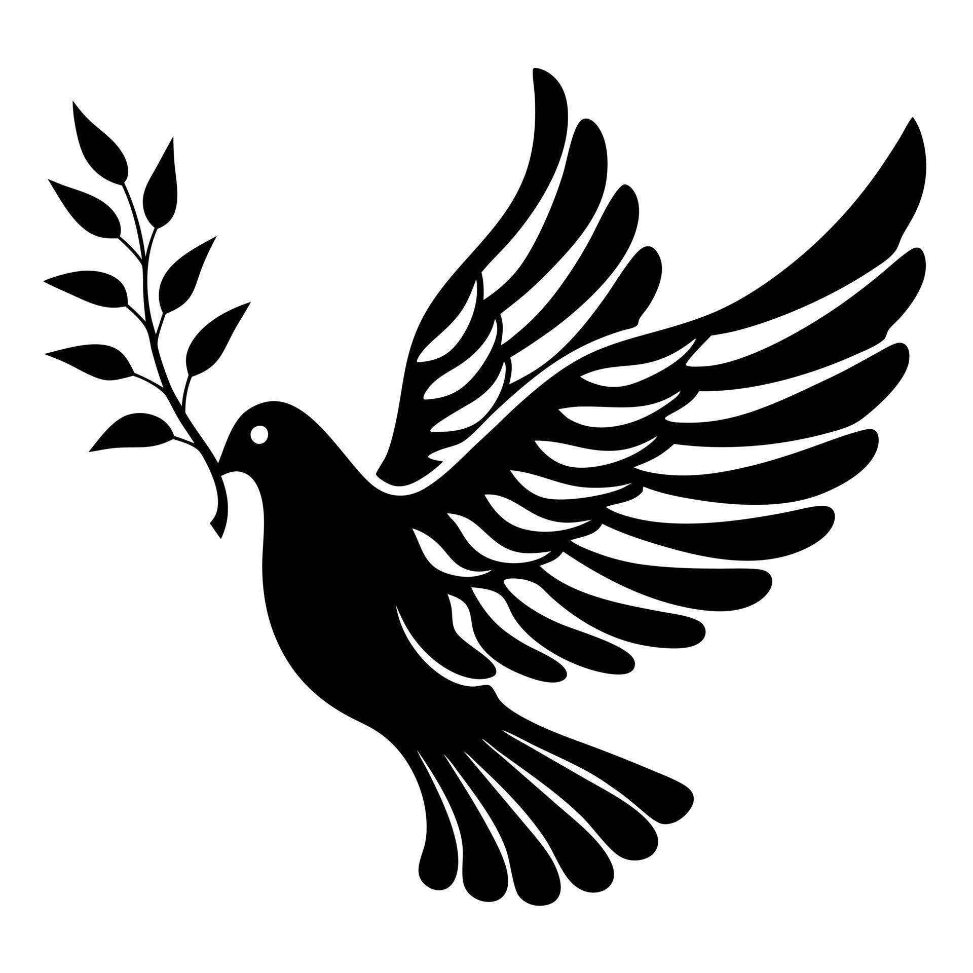 Sacred Dove Holding Olive Branch in Flight 57358358 Vector Art at Vecteezy