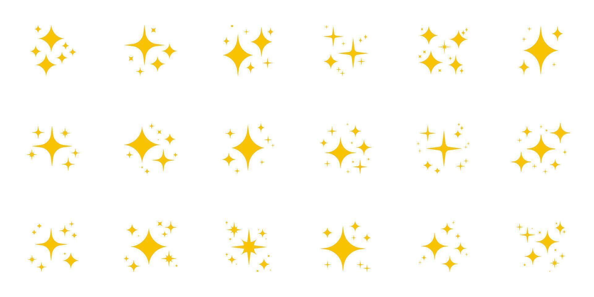 Sparkle Starburst Solid Icon Set. Glittering Star Silhouette Symbol Collection. Isolated ...
