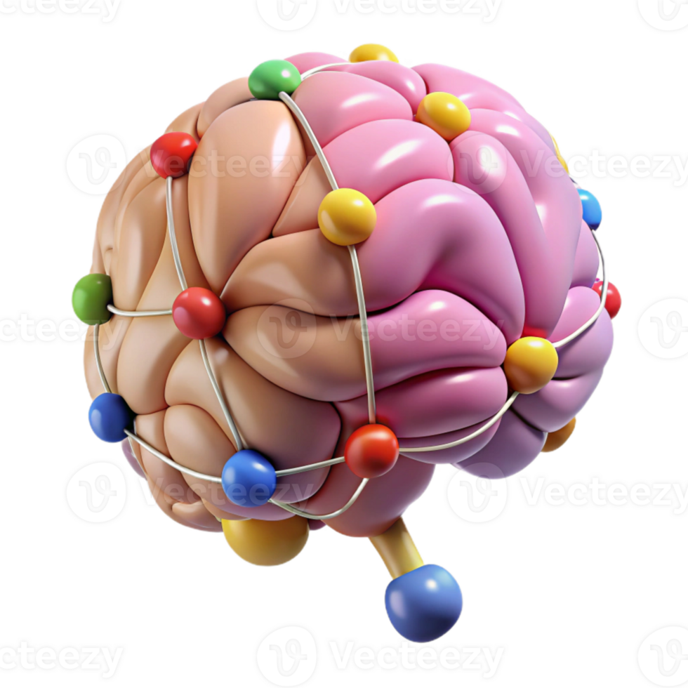 Magnificent Rustic Brain With Colorful Connections Isolated Authentic