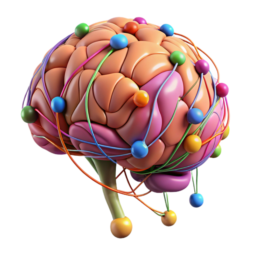 Magnificent Abstract Brain With Colorful Neural Pathways Isolated