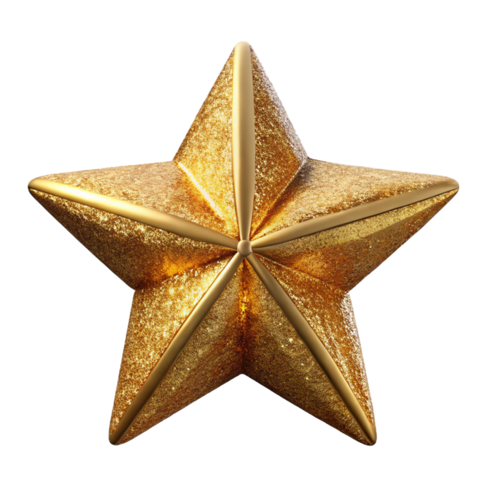 vibrant vintage Christmas Star Ornament Glittery Gold Isolated premium ...