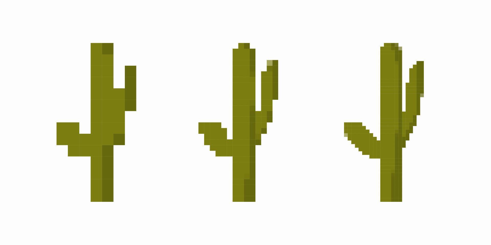 Tres píxel cactus ilustraciones con sencillo verde diseño y minimalista estilo 57415832 Vector ...