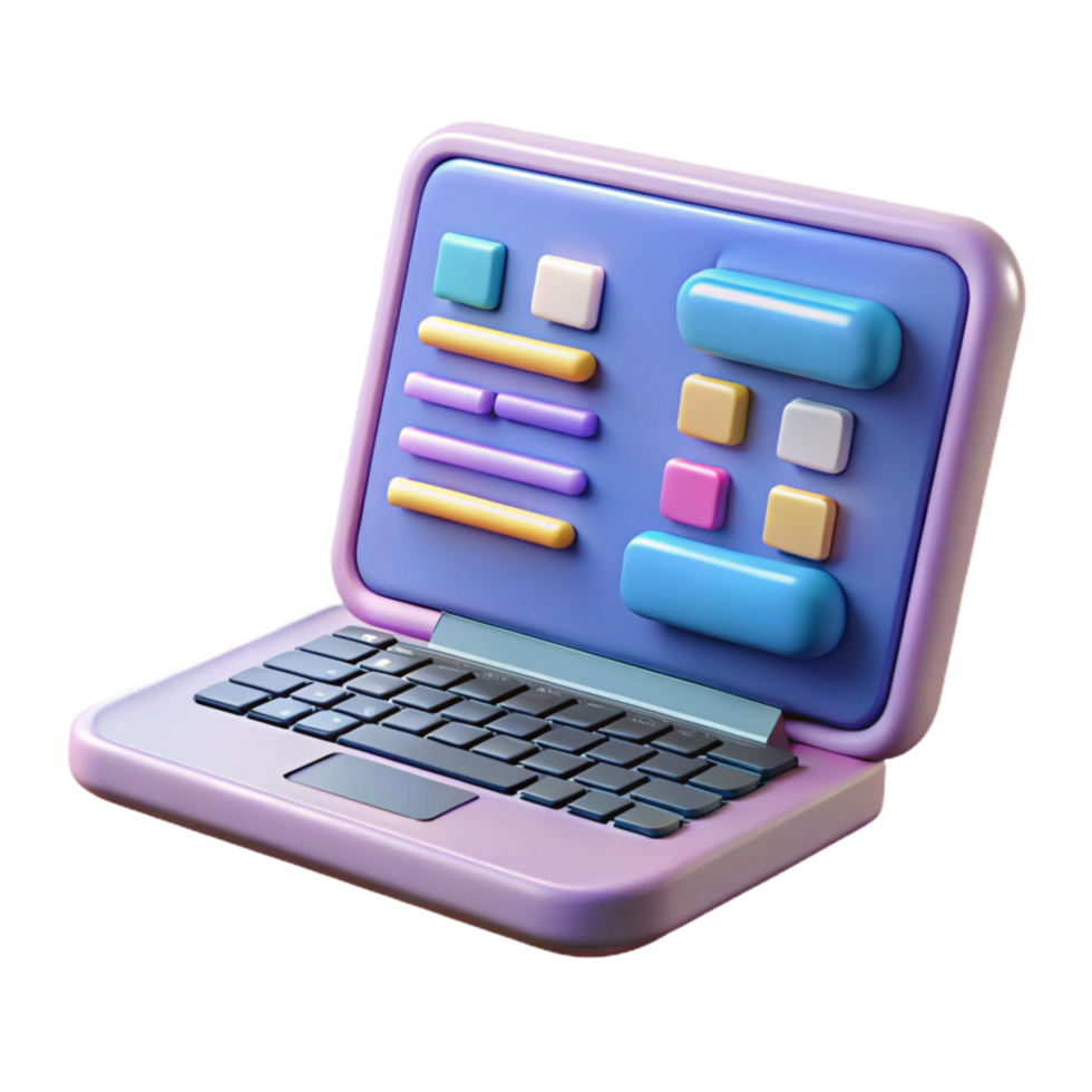 Dramatic Artistic Laptop With Coding Interface Isolated Element Premium