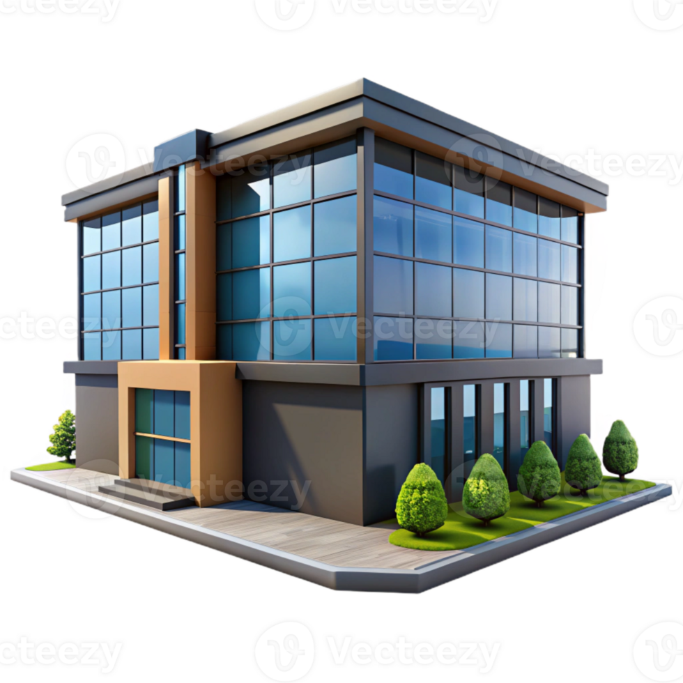 dramatic creative Modern Office Building Exterior Isolated on ...