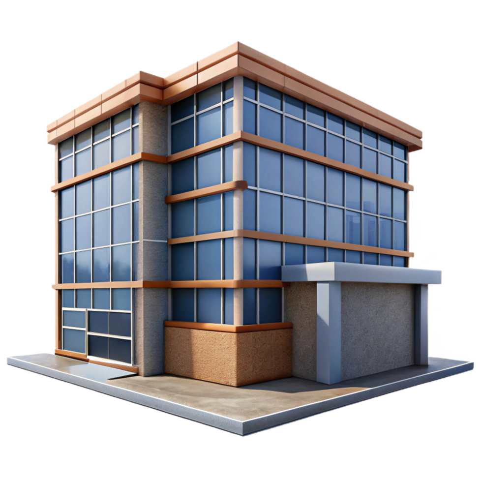 dramatic abstract Modern Office Building Exterior Isolated on ...