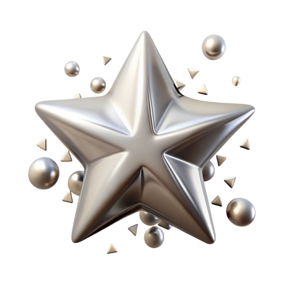serene artistic Silver Star Confetti Cutout Transparent Background professional 57461735 PNG