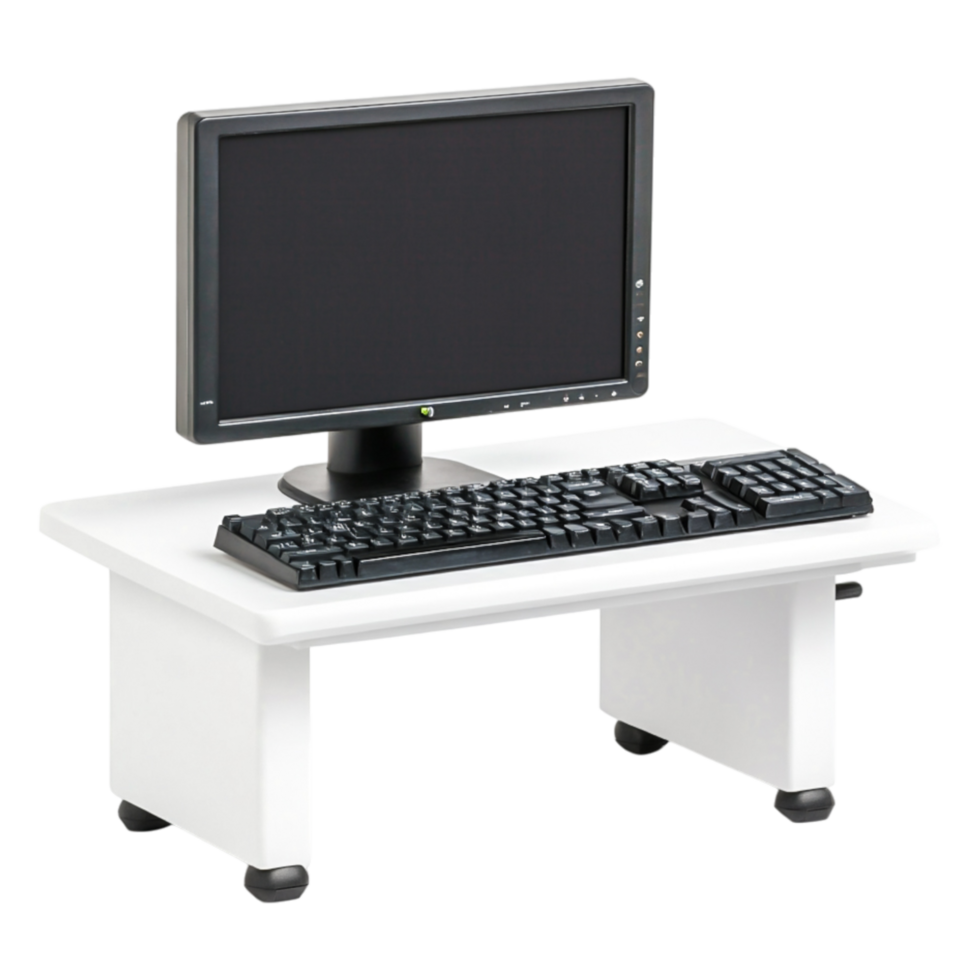 Modern Desktop Computer Setup With Monitor And Keyboard On Table