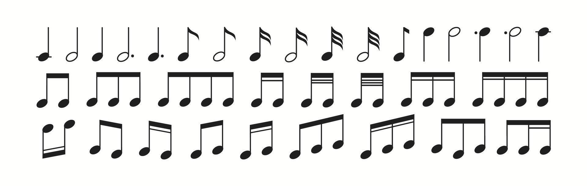 Illustration depicting diverse musical notes such as quarter, eighth ...