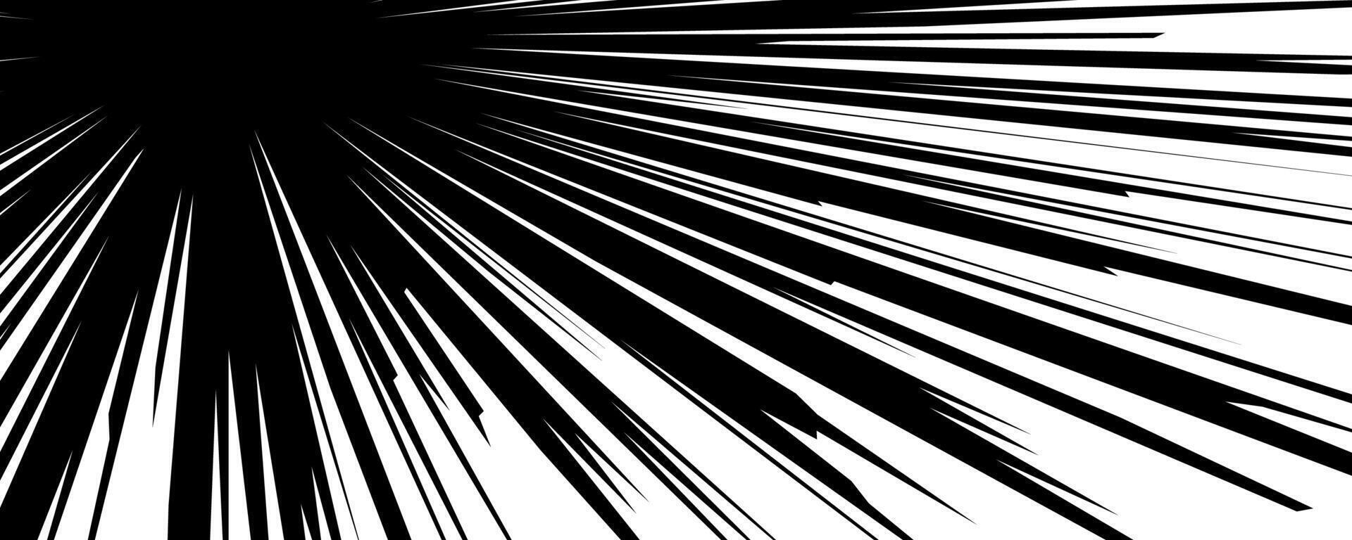 Black radial lines emanating from a central point on a white background create a dynamic ...
