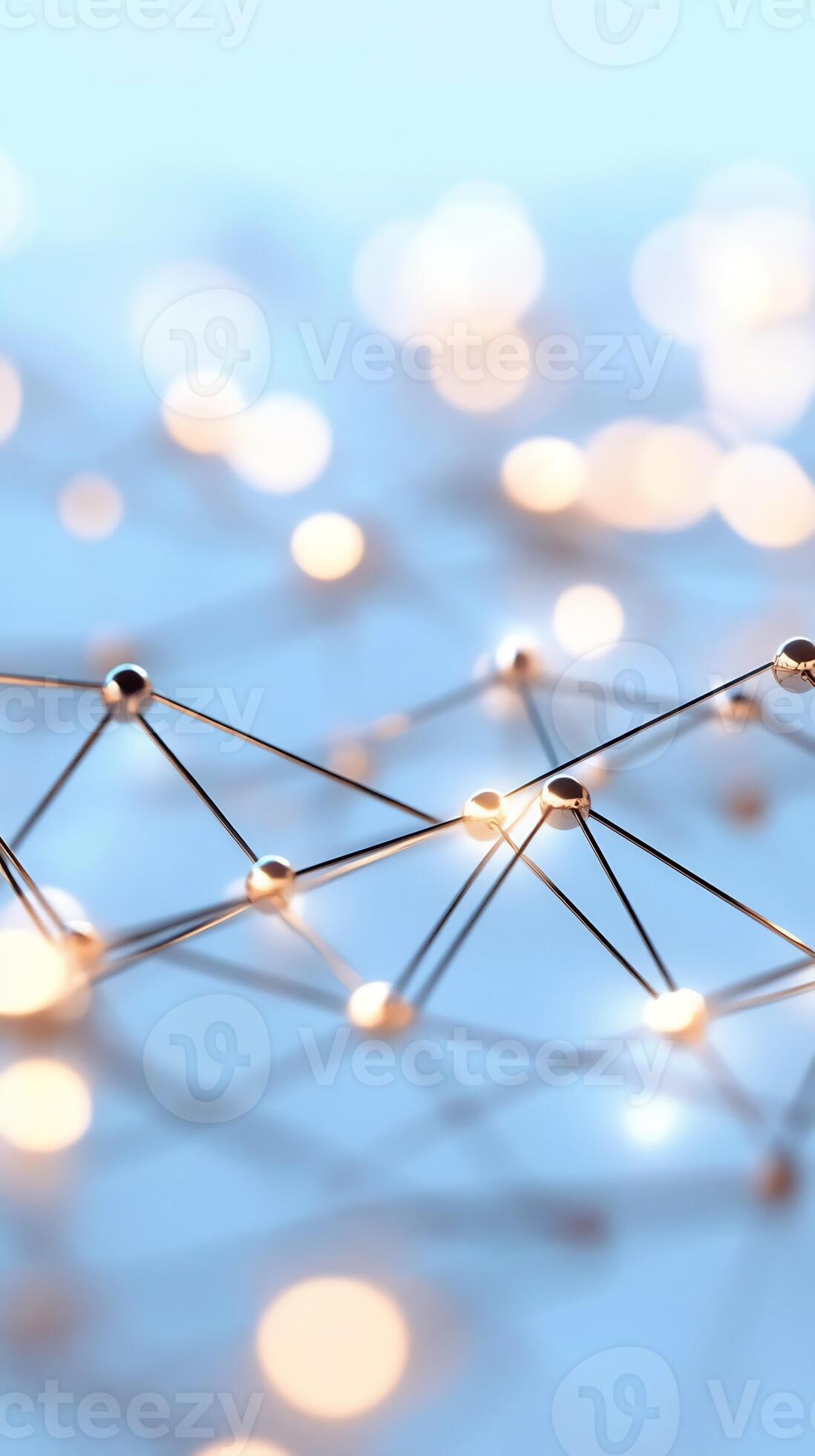 Network Connection Abstract Glowing Nodes Digital Technology Background Bokeh Data