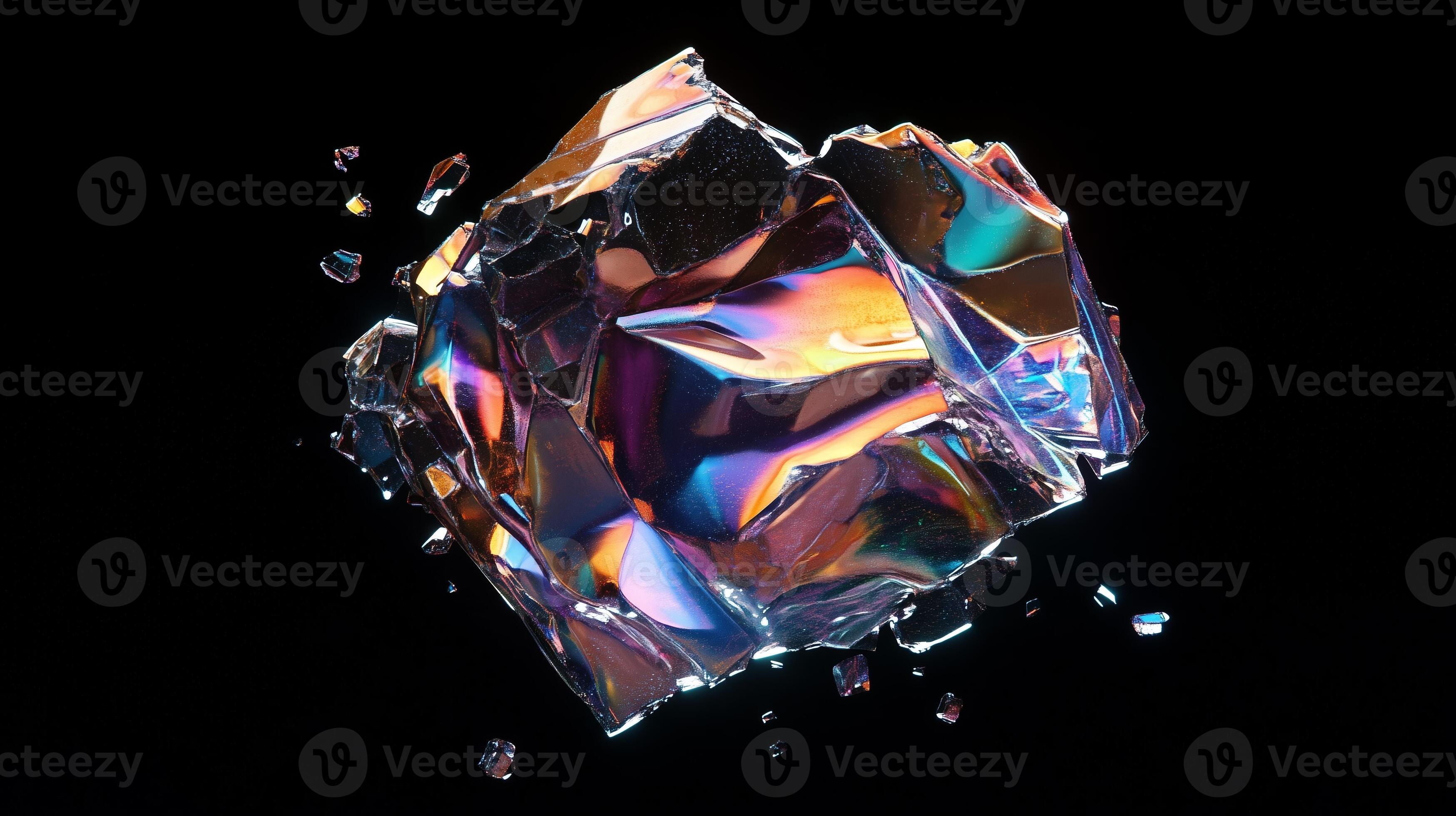 A Floating Fragmented Asteroid Like Structure Set Against A Pure Black
