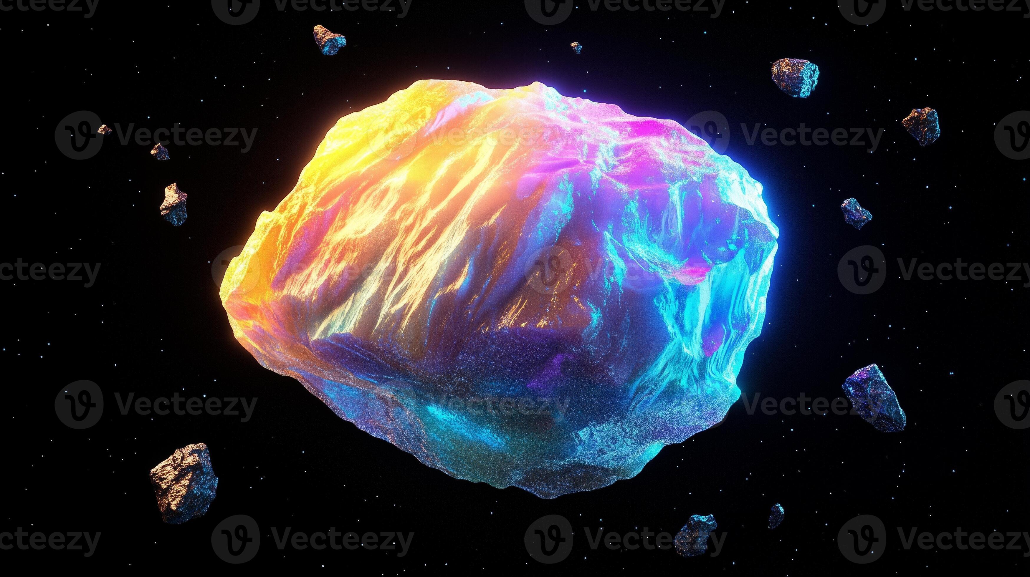 A Floating Fragmented Asteroid Like Structure Set Against A Pure Black