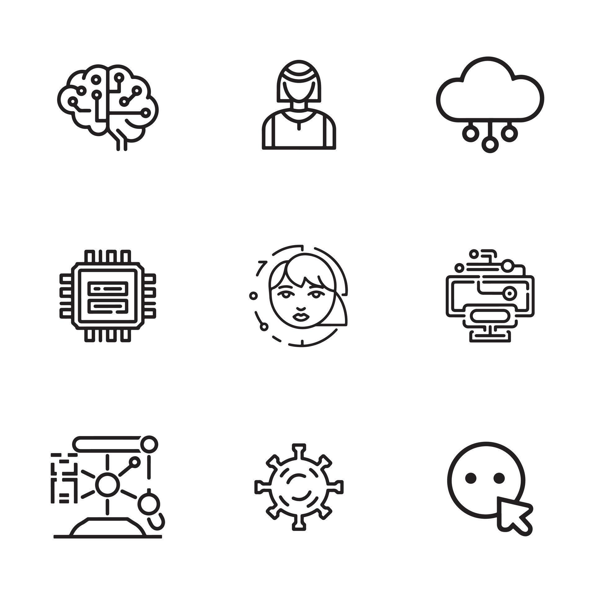 AI and Machine Learning Icons Set for Digital and Print Use 57512483 ...