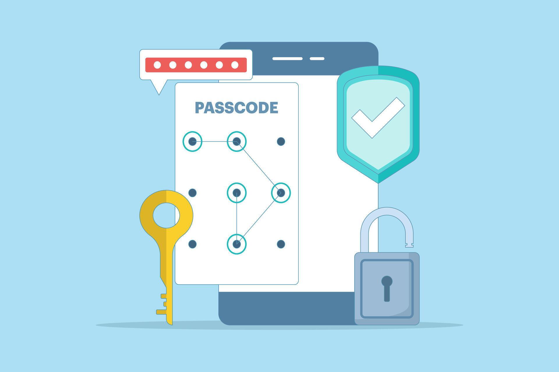 Lock screen concept set input passcode on smart phone screen with password protection padlock ...