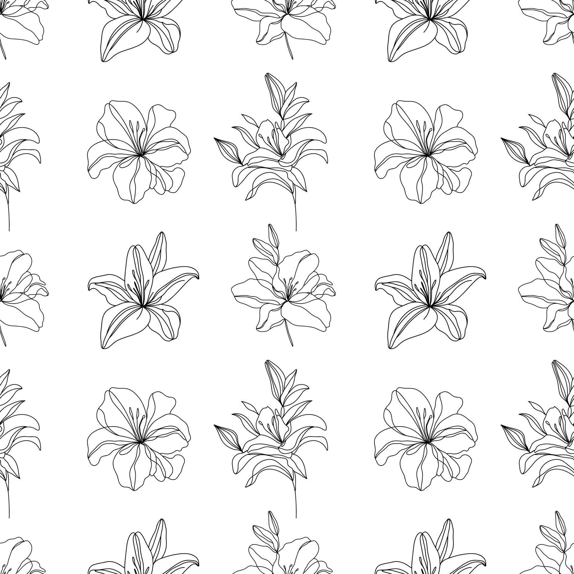 Abstract flowers pattern. Seamless floral pattern with hand-drawn ...