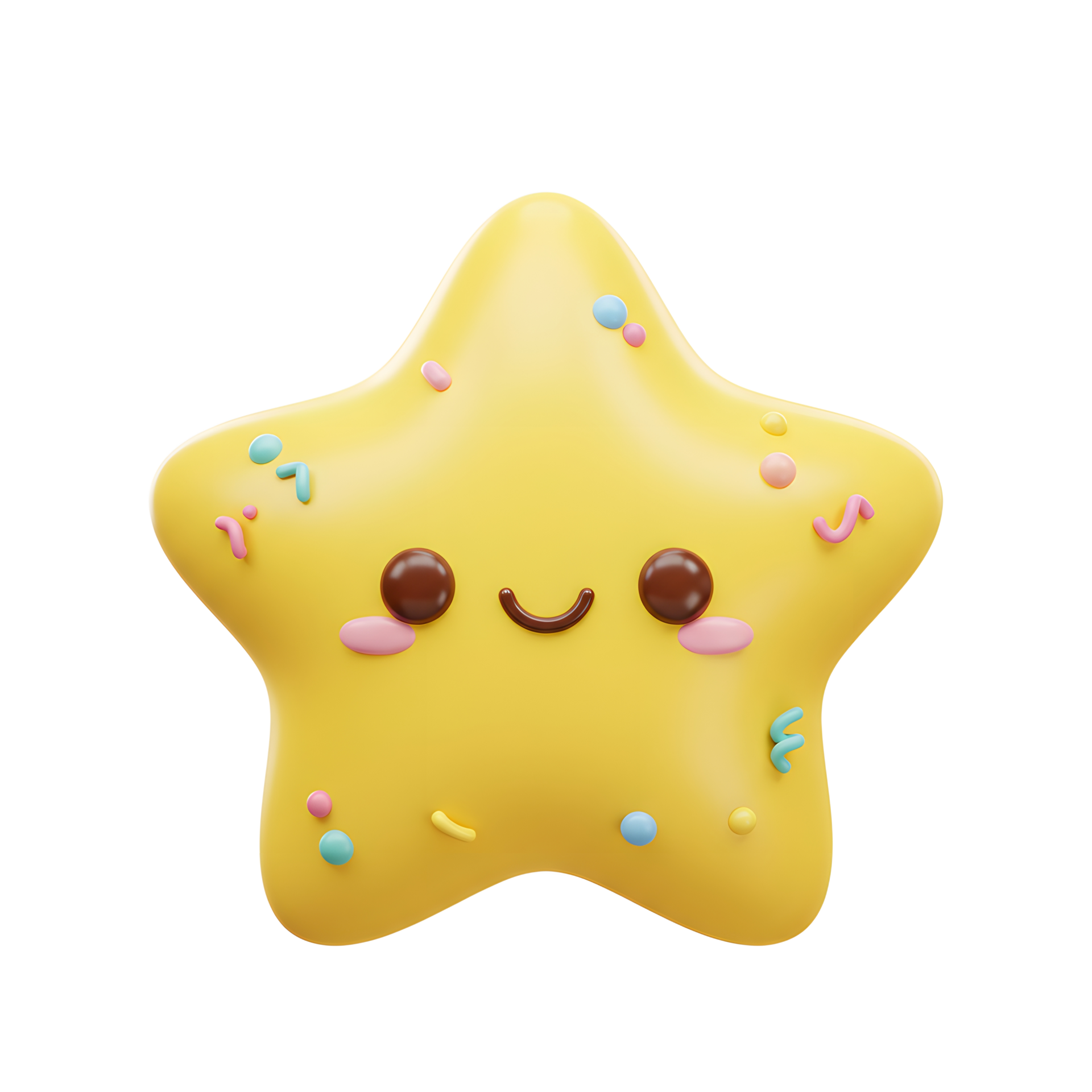 Cute Yellow 3D Star Emoji Cartoon Character 57530233 PNG