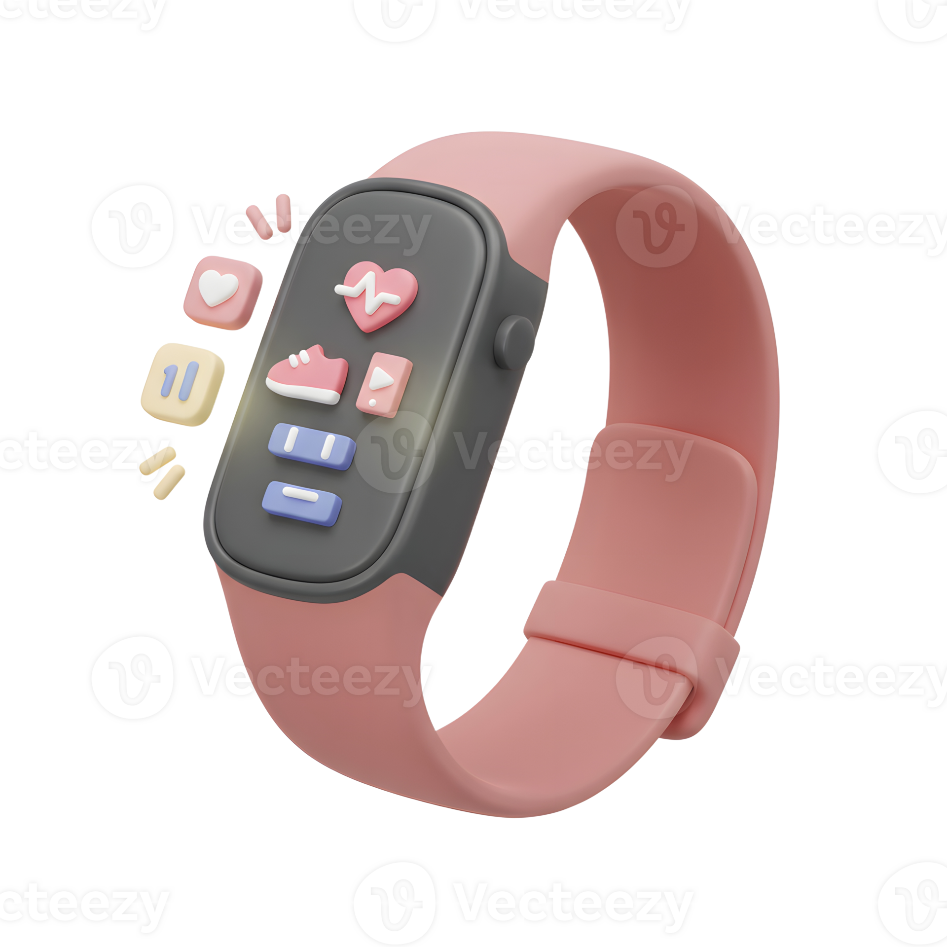 Pink Smartwatch Monitoring Heart Rate And Fitness Activities On White Background 57530791 Png