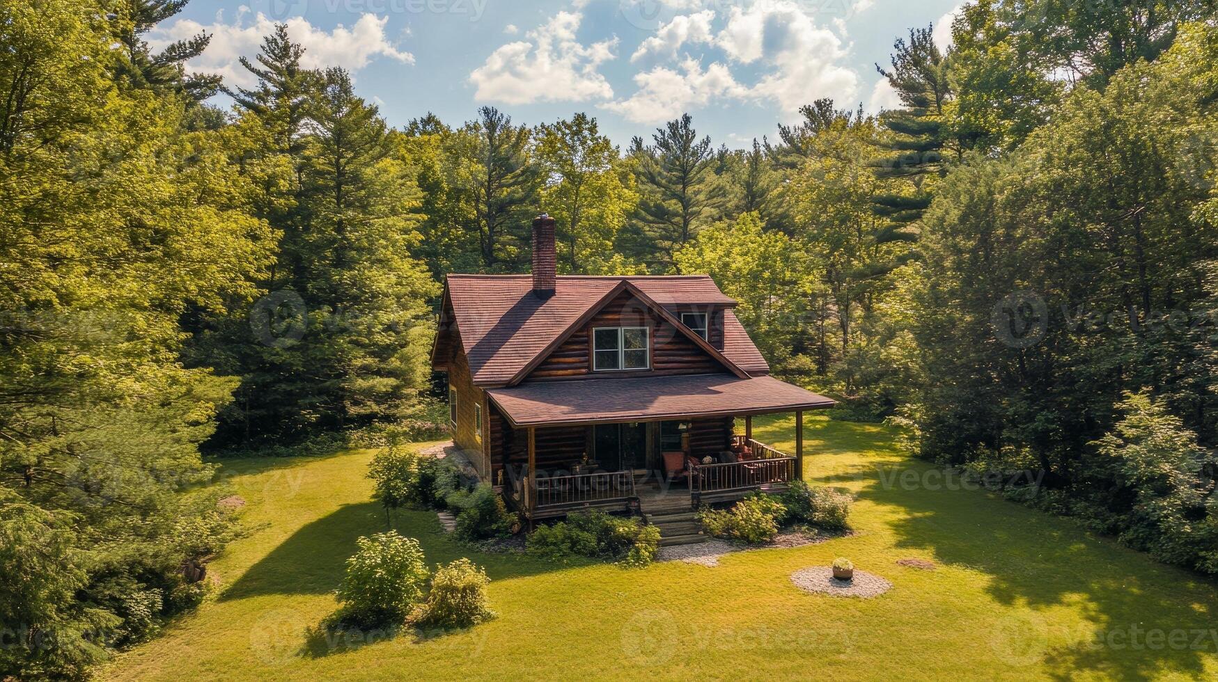 Rustic Log Cabin nestled in the Woods 57538154 Stock Photo at Vecteezy