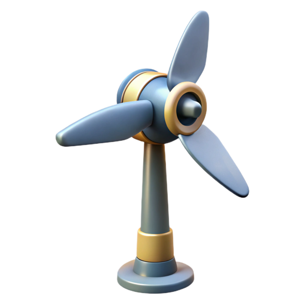 Magnificent Classic Wind Turbine With Rotating Blades Isolated Cutout