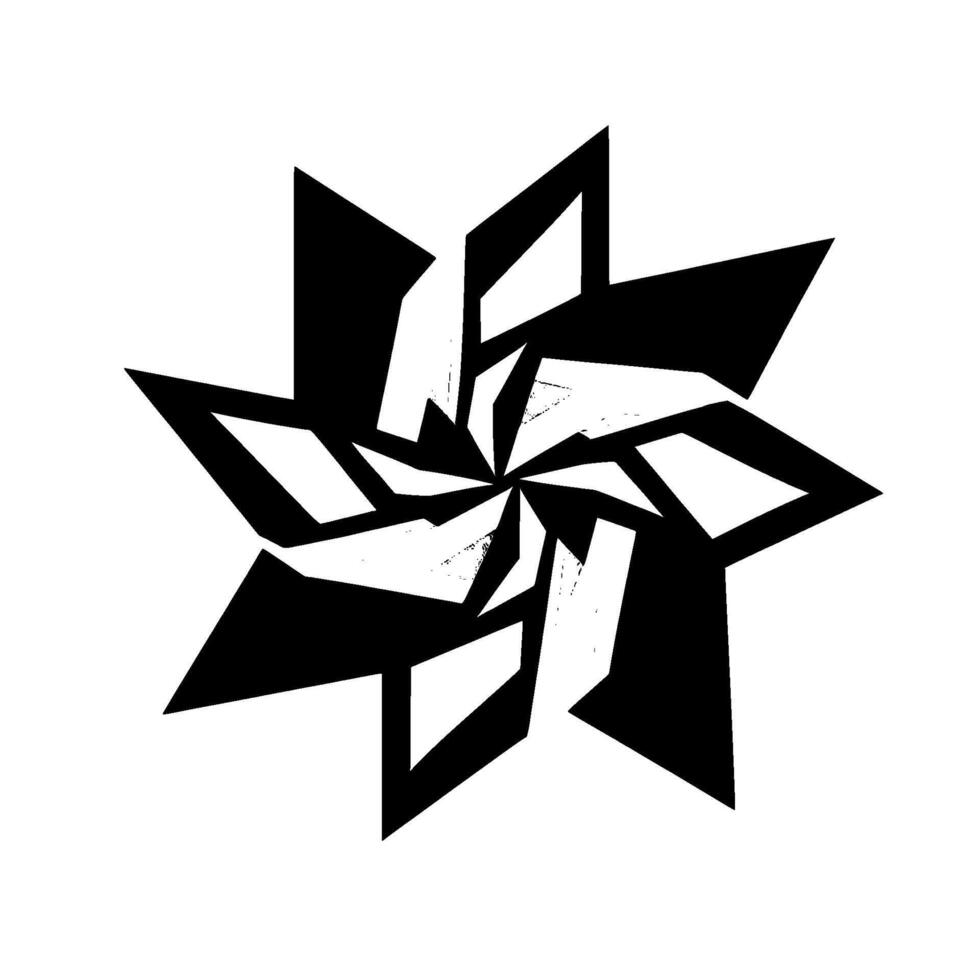 Abstract Black And White Geometric Starburst With Intricate Interlocking Angular Shapes