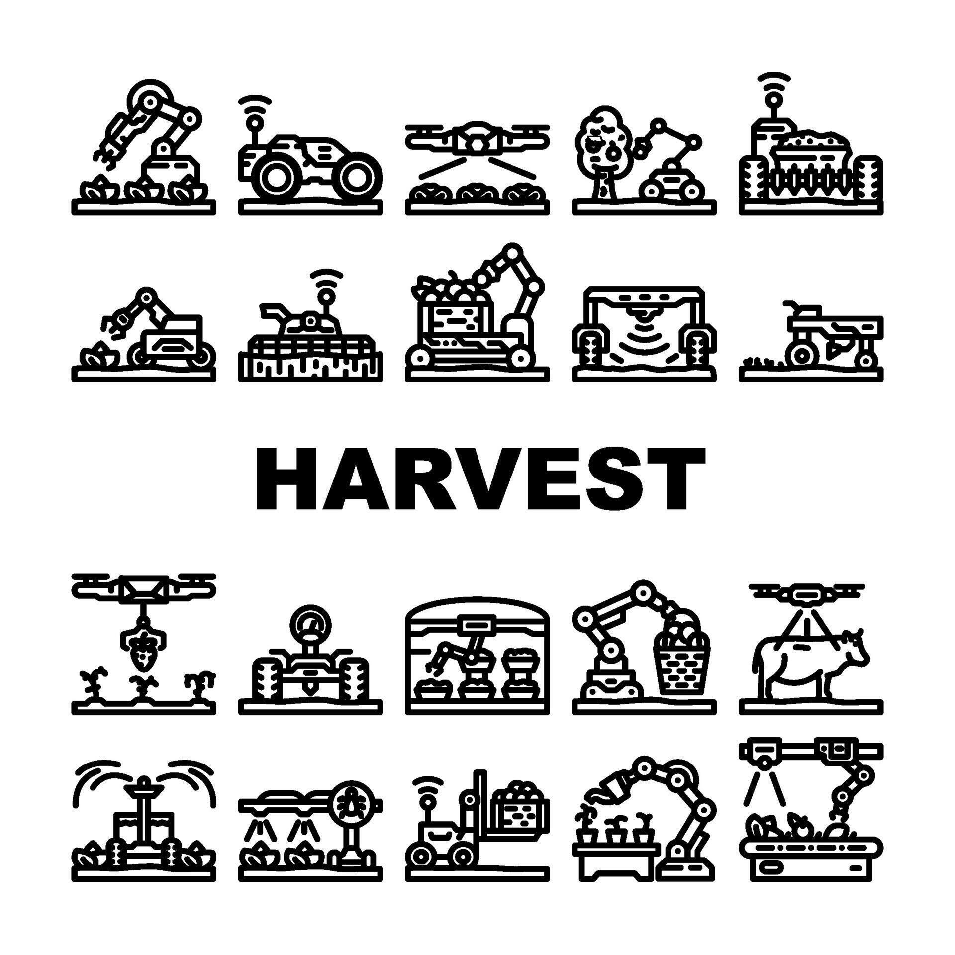 robot harvests automation icons set symbol 57613731 Vector Art at Vecteezy