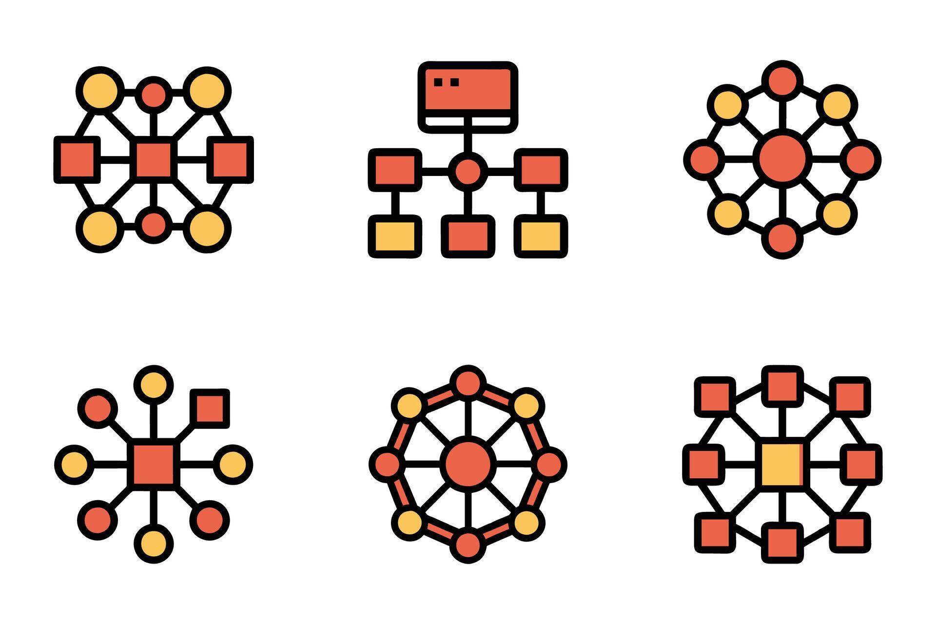 Set of Simple Network Icons Flat Illustrations Art Design 57634315 ...