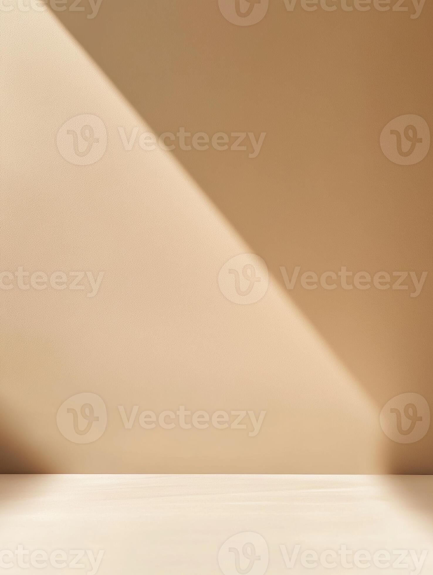 Minimalist beige interior with natural light casting geometric shadows ...
