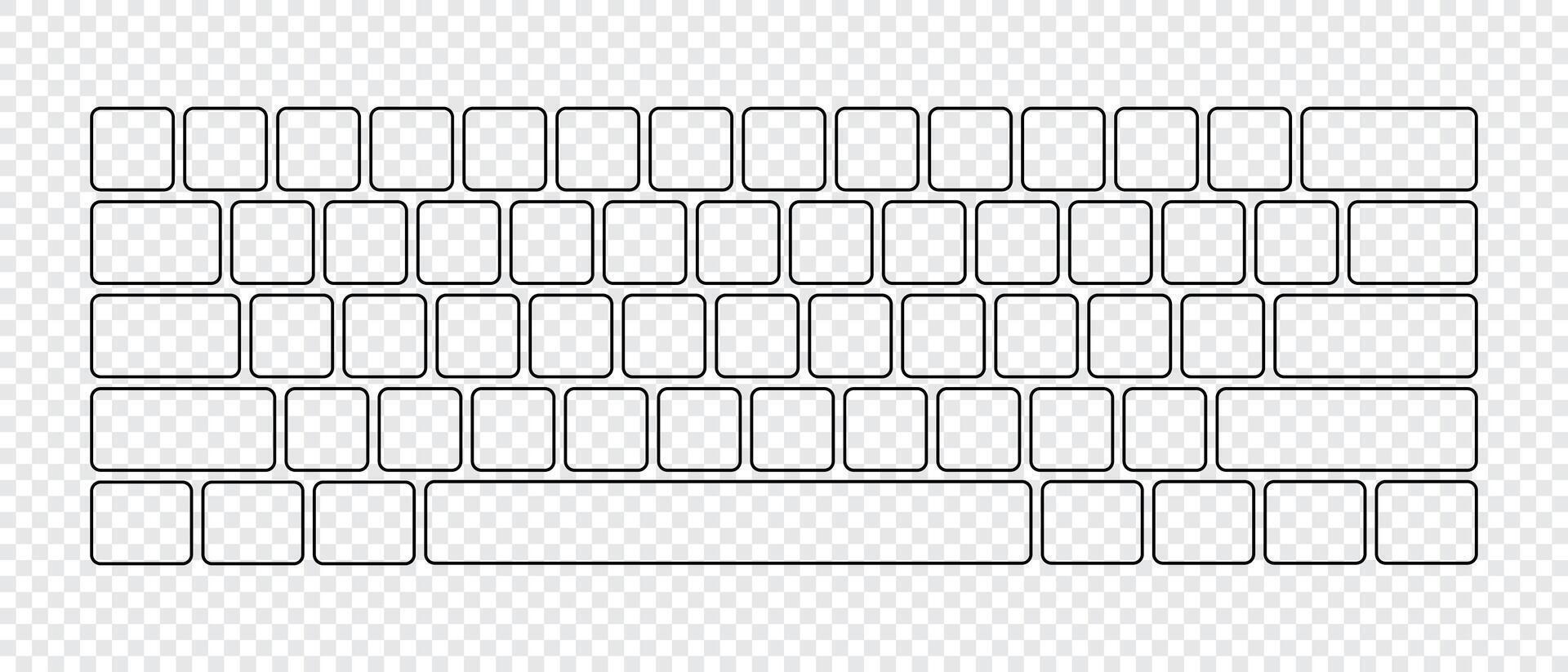 Computer keyboard button layout template with letters for graphic use. Modern computer keyboard ...
