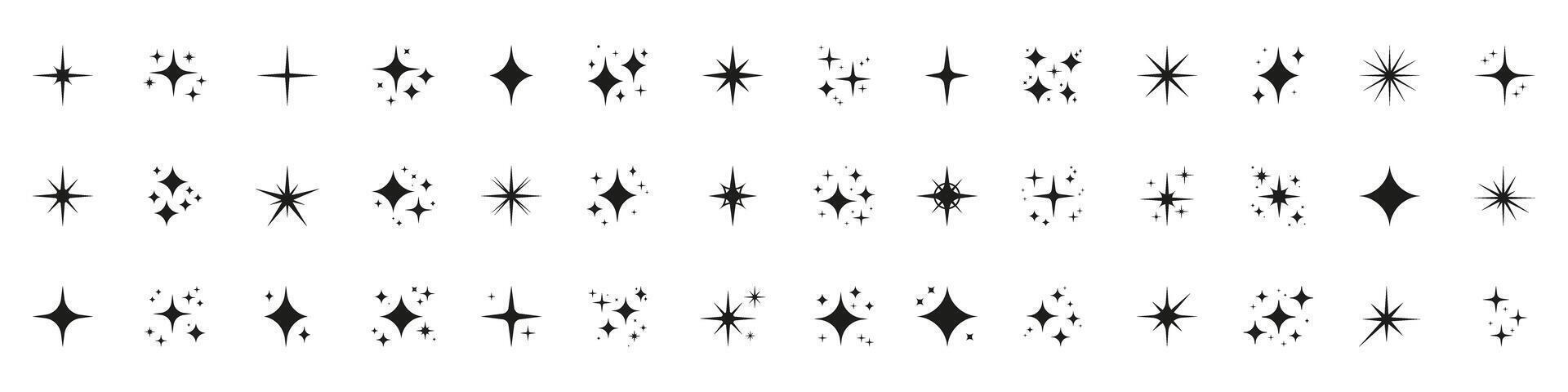 Starburst Shapes Design Elements Solid Icon Set. Decorative Starlight And Sparkle Silhouette ...