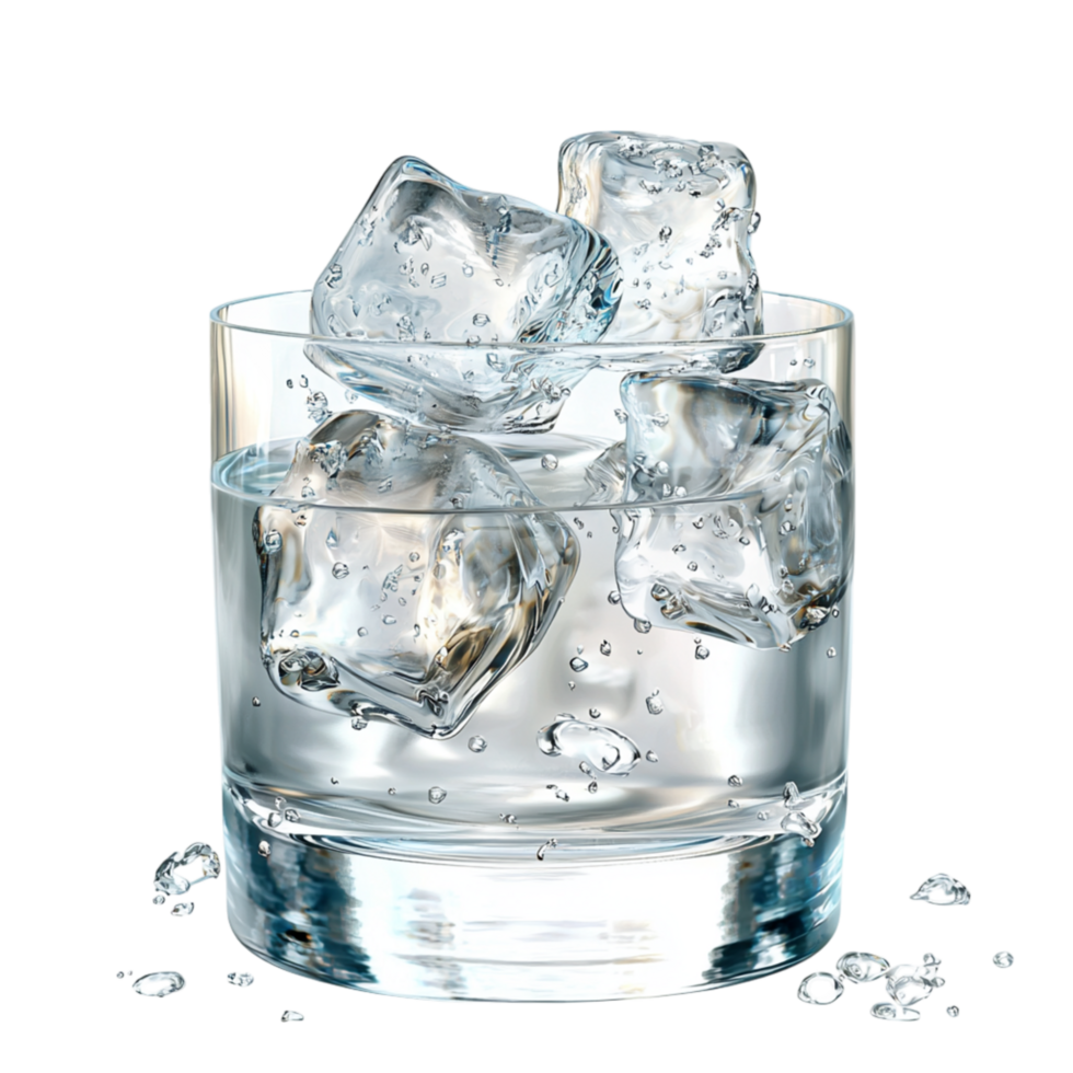 Clear glass filled ice cubes reing water 57667143 PNG