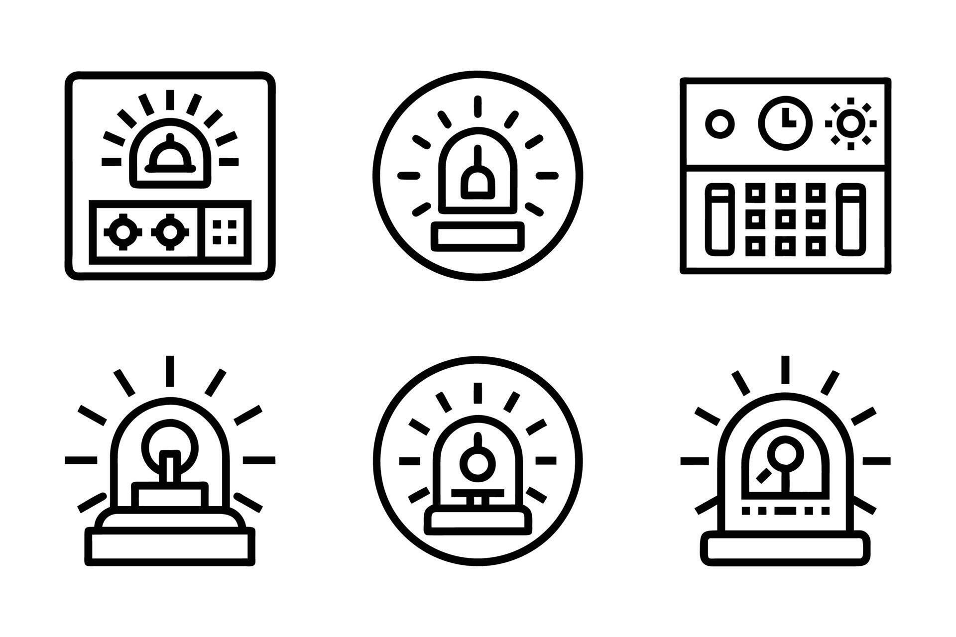 Flat Alarm Illustrations Isolated Line Icons 57690250 Vector Art At