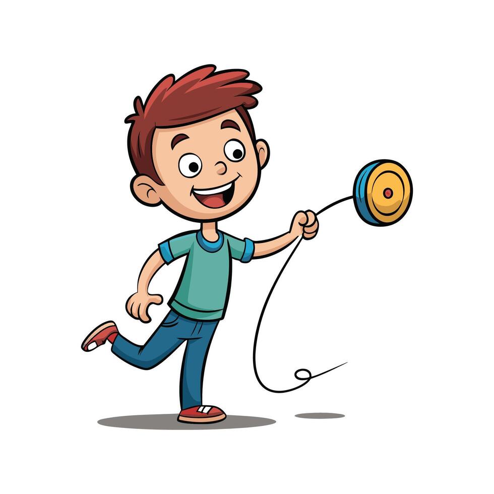 Child Playing with YoYo in Cartoon Style 57694486 Vector Art at Vecteezy