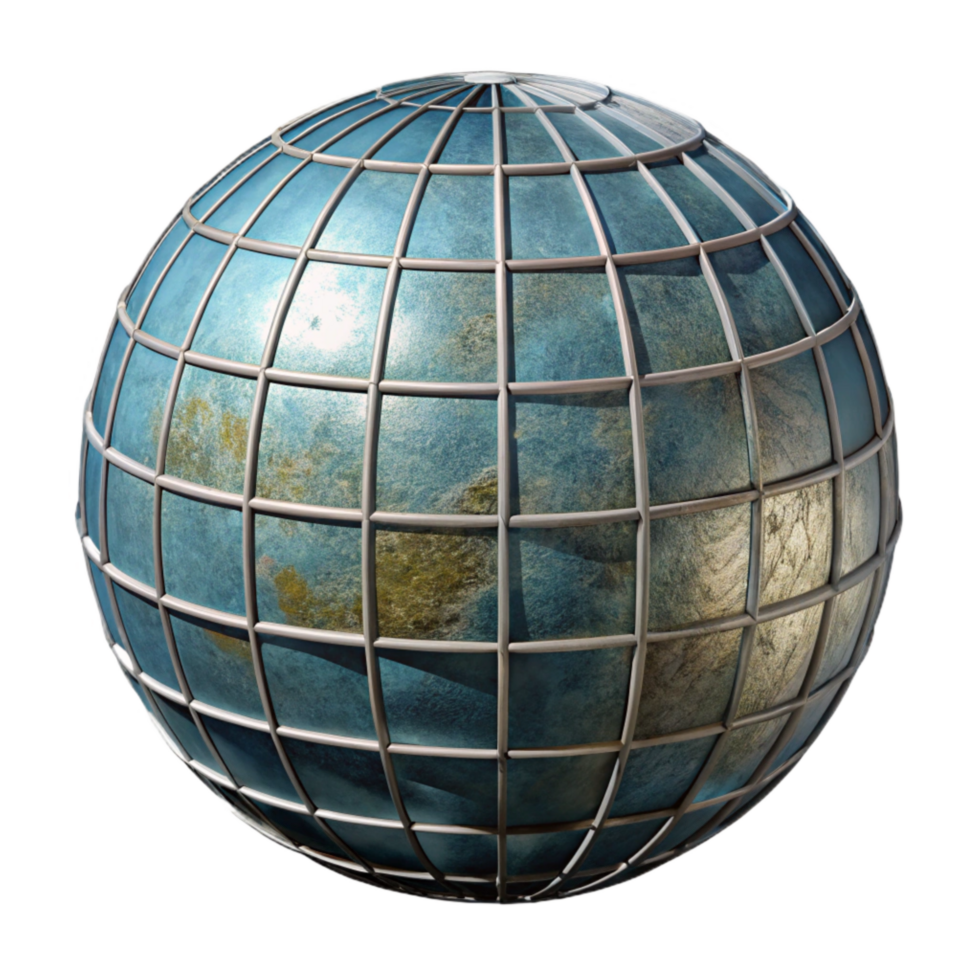 Beautiful Contemporary Wireframe Globe Rotating Isolated Cutout