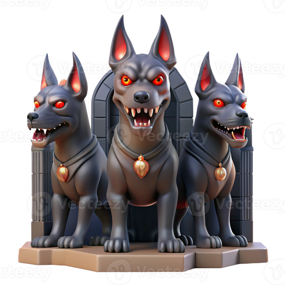 extraordinary traditional Cerberus the Three Headed Hound of Hades detailed 57739400 PNG