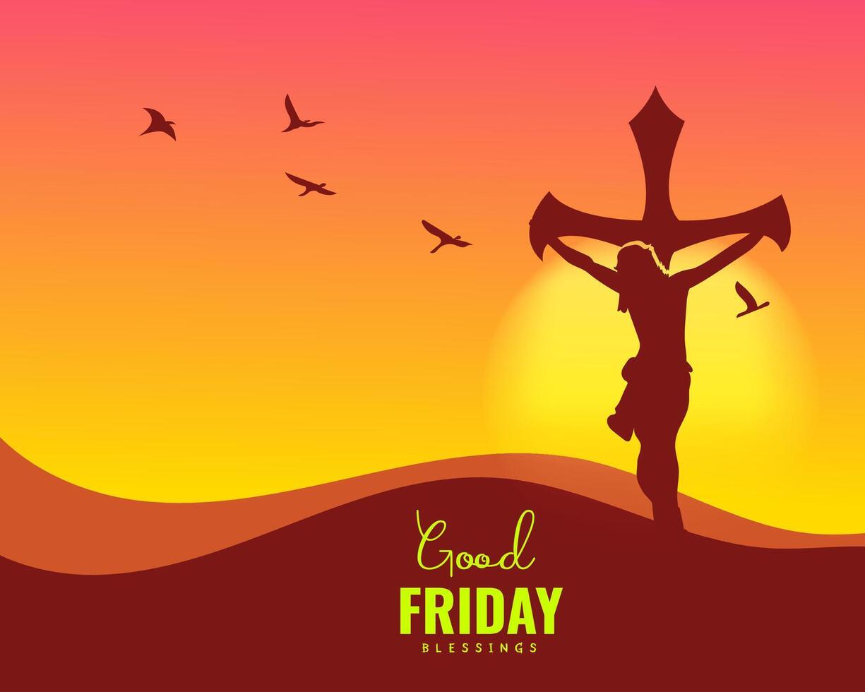 Good Friday Sunset Silhouette Jesus Christ Crucifixion Cross Birds ...