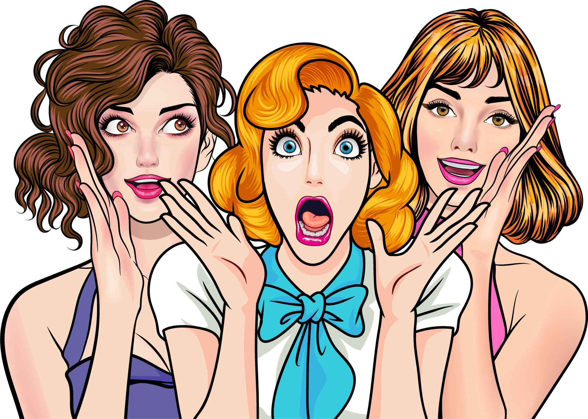 Retro girl making an exaggerated Oh my God face. 57743632 PNG