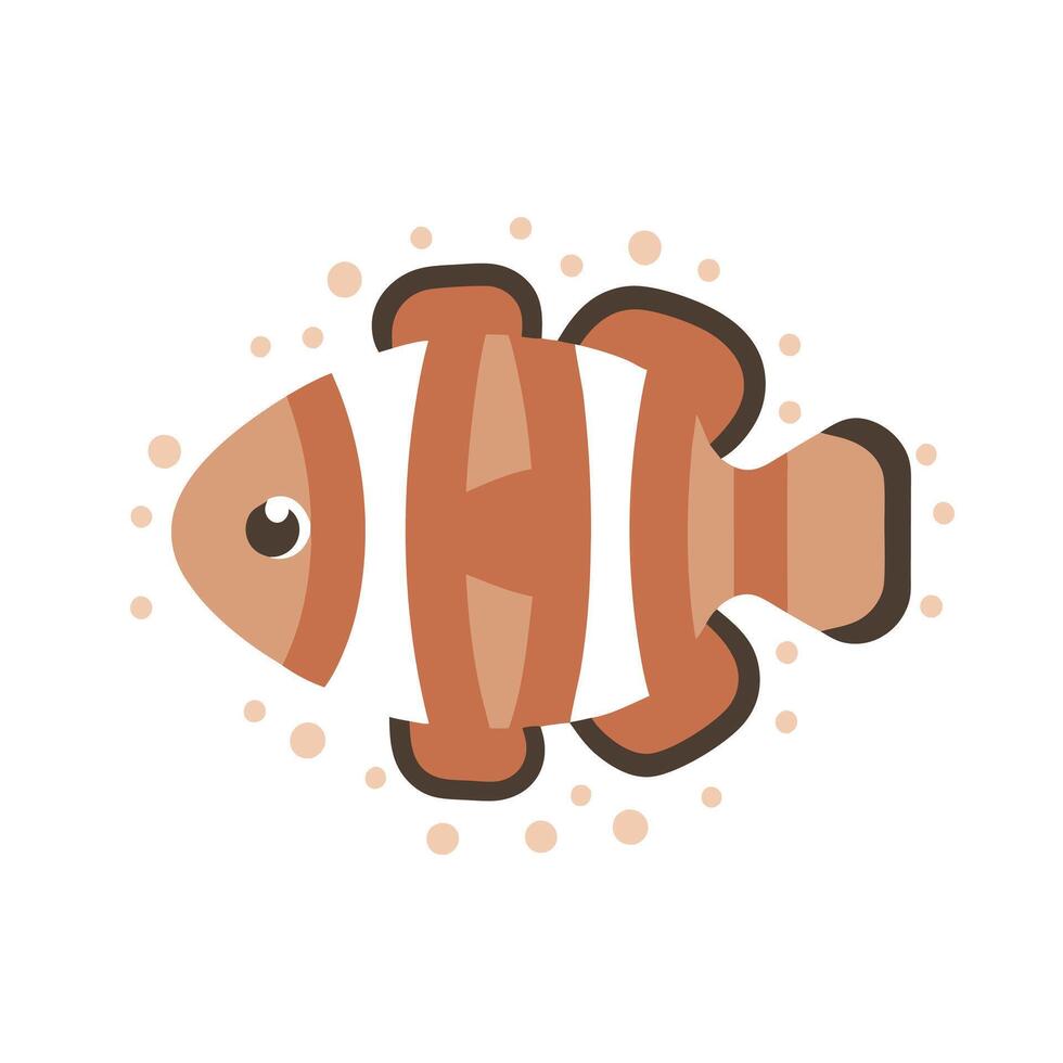 Cute Cartoon Clownfish Illustration, Simple Design 57745329 Vector Art ...