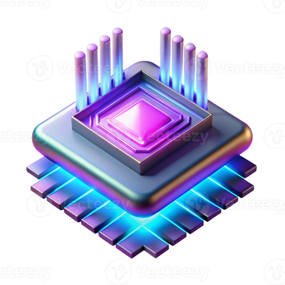 Vibrant Abstract A Single Microchip Emitting Binary Code A 57763506 Png