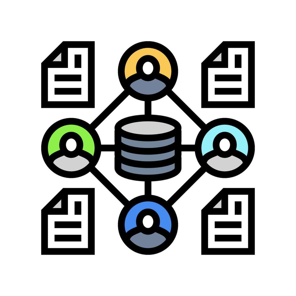 distributed ledger decentralized application color icon illustration ...