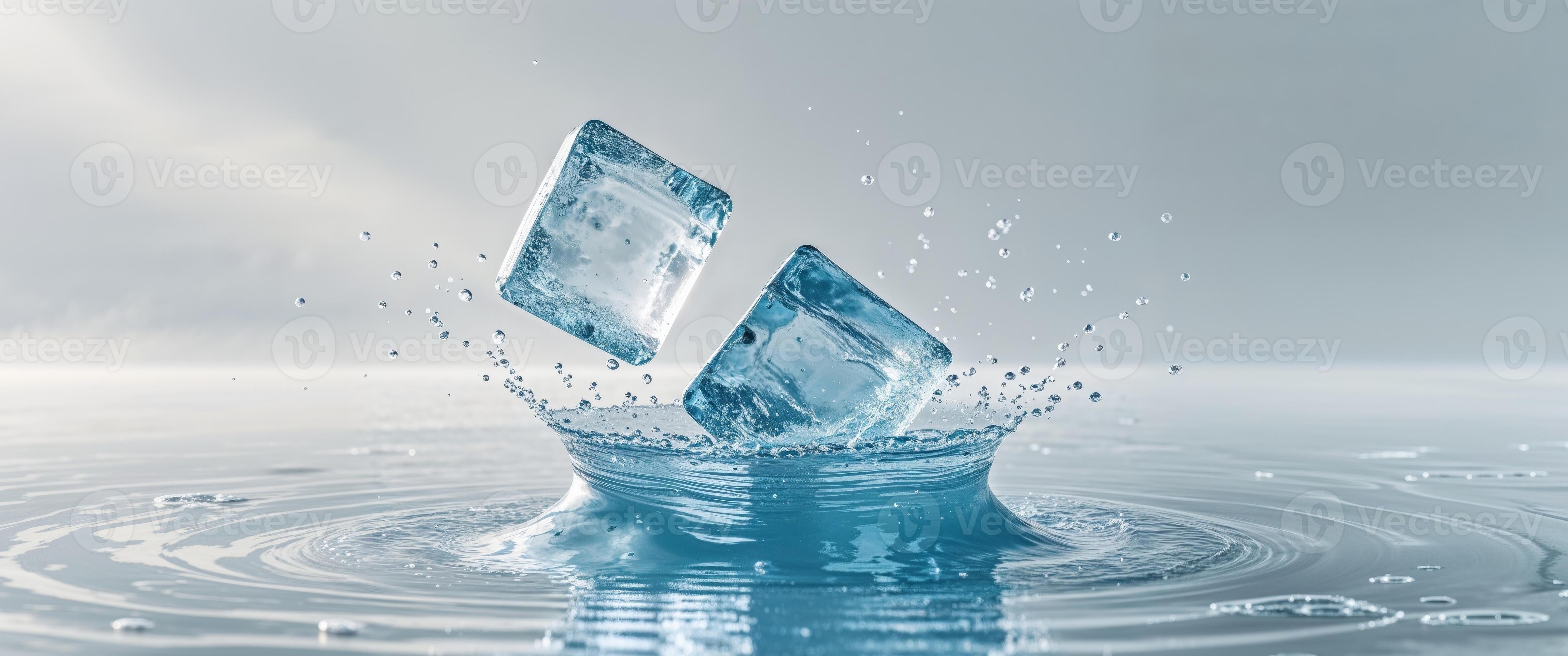 Ice Cubes Falling into Water Splash Creating Bubbles and Ripple Effects. 57844774 Stock Photo at ...