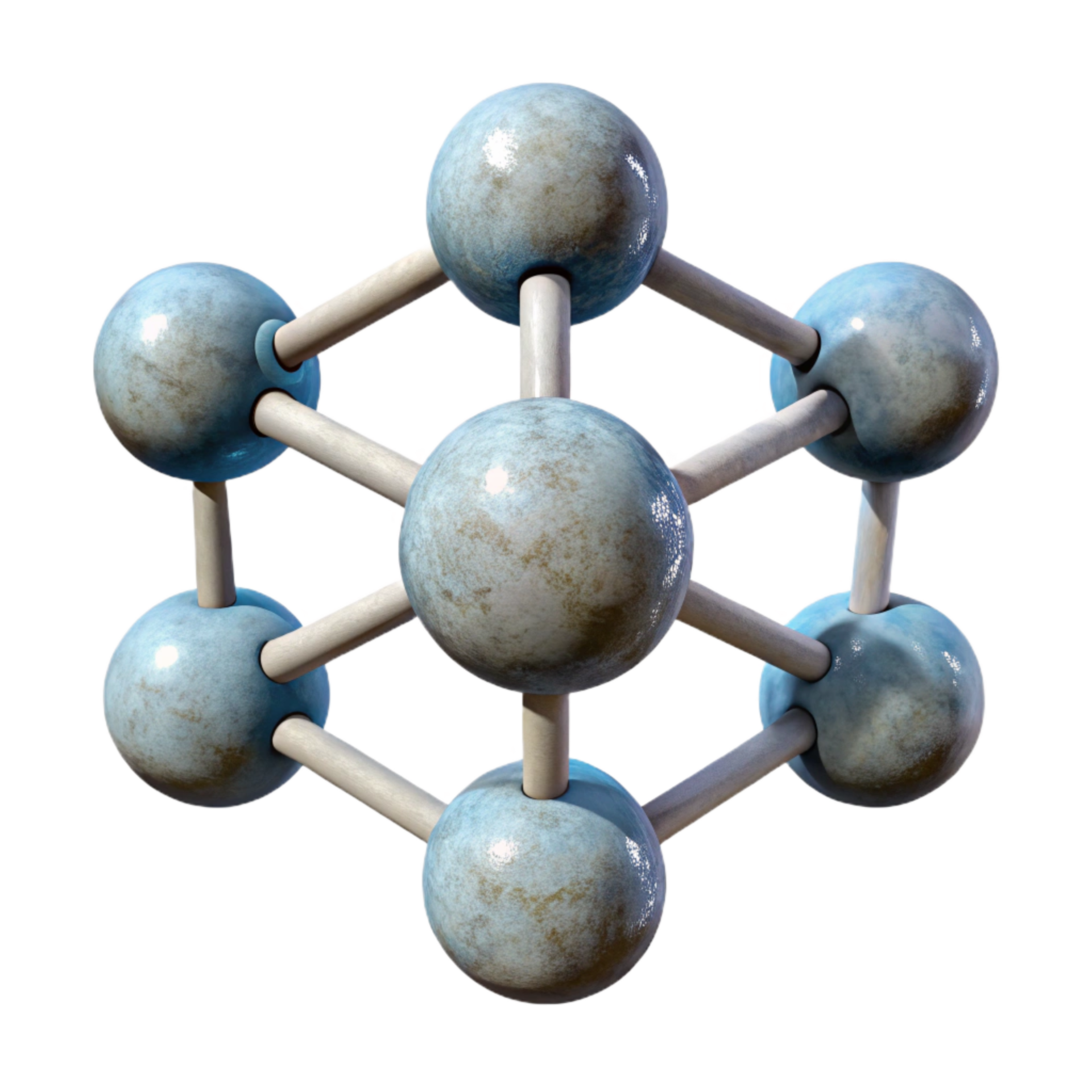 Elegant Rustic Quantum Simulation Molecule Model Isolated Authentic