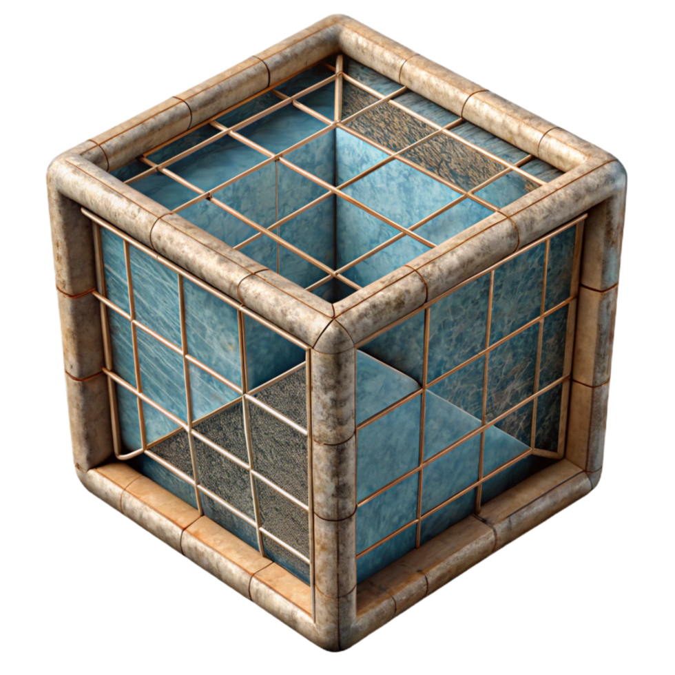 wonderful modern Wireframe Cube Rotating in Virtual Space Cutout original 57866218 PNG